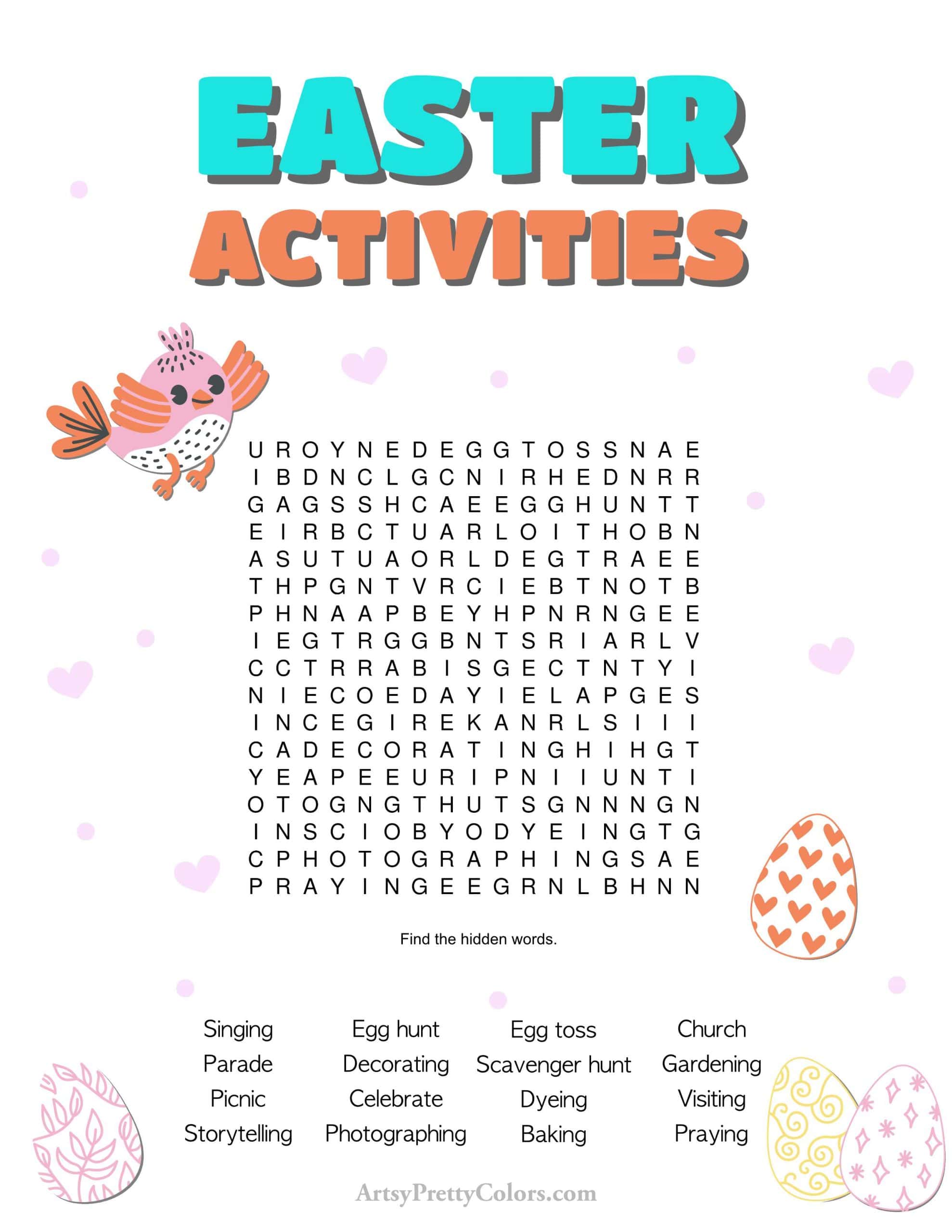 Free Easter Word Search Printable Puzzles! (Uncover The Fun) - Artsy ...