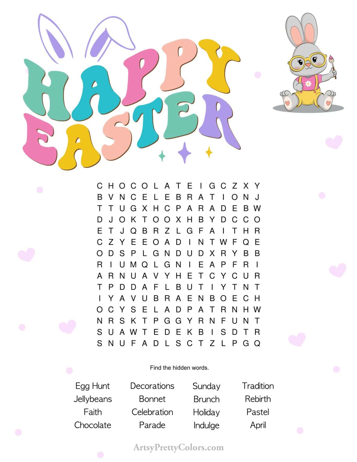 Free Easter Word Search Printable Puzzles! (Uncover The Fun) - Artsy ...