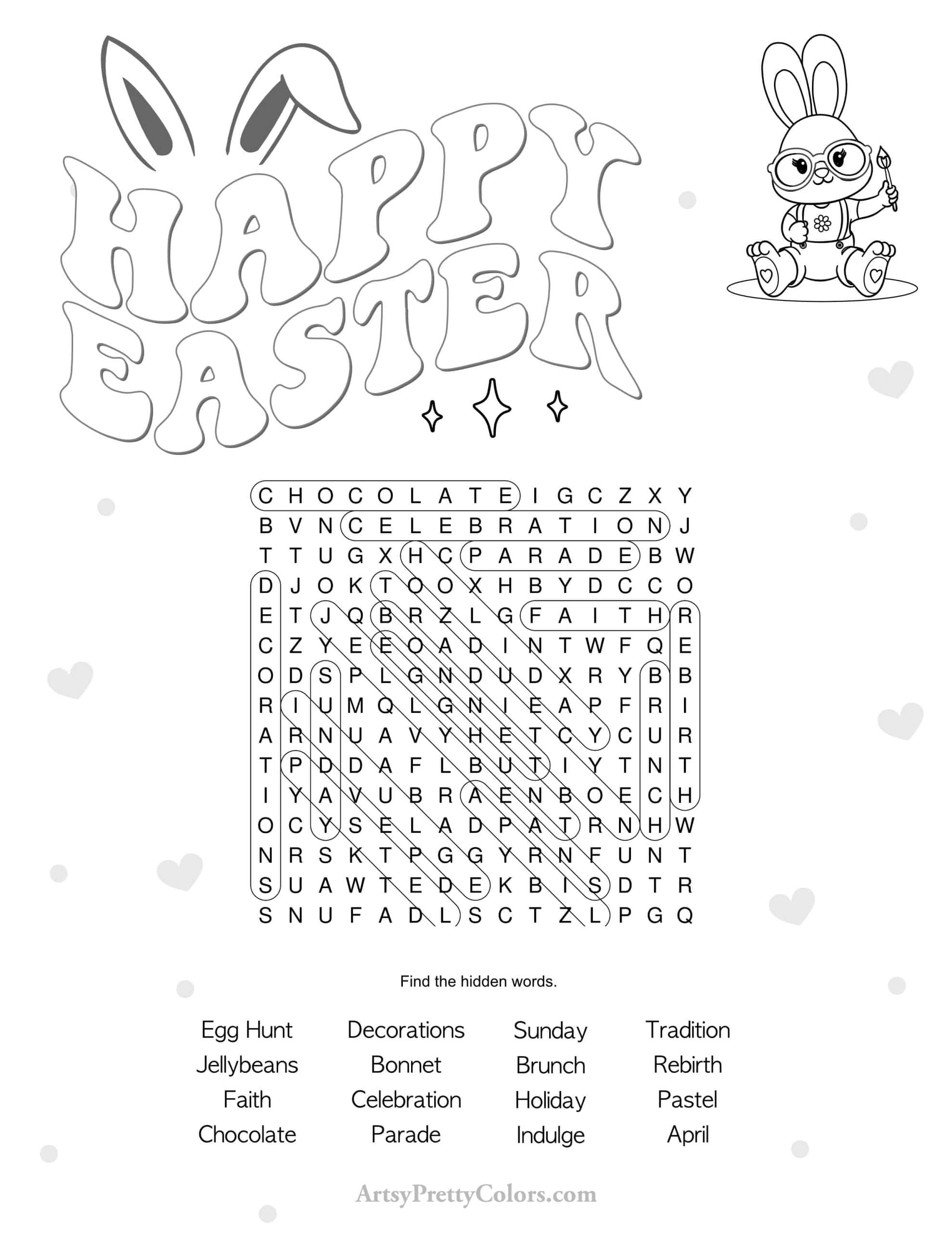 Free Easter Word Search Printable Puzzles! (Uncover The Fun) - Artsy ...