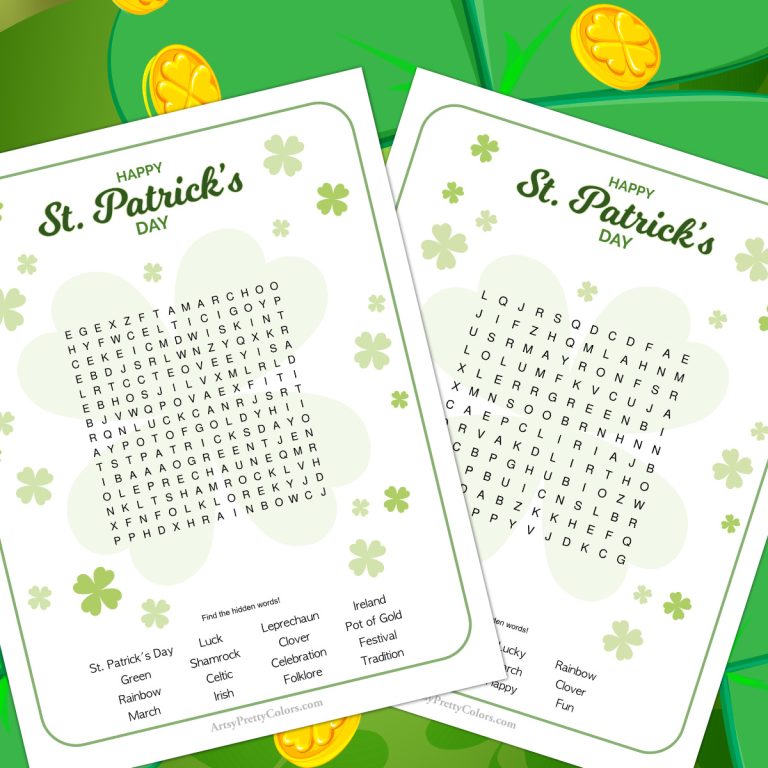 Free St. Patrick’s Day Word Search Printable! - Artsy Pretty Colors