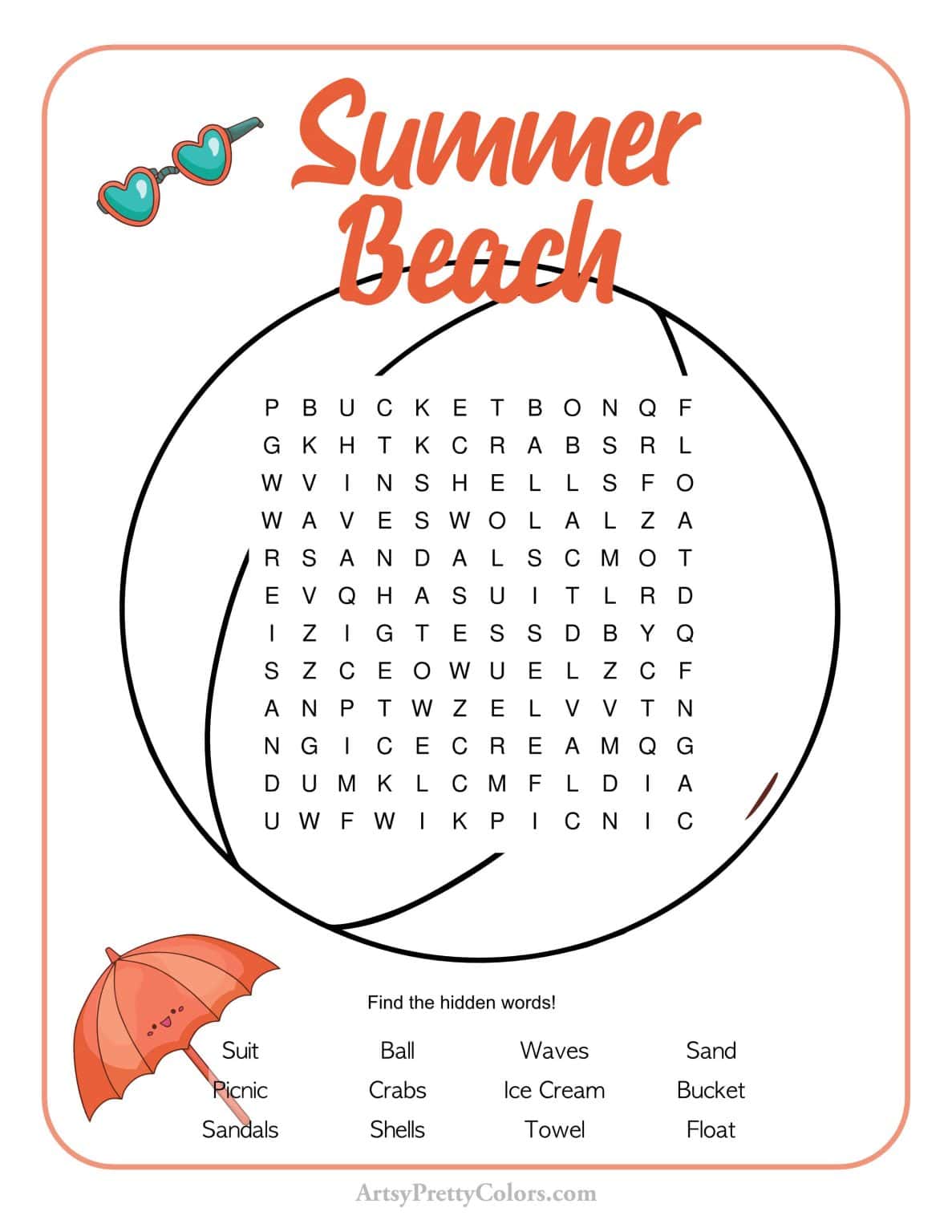 Free Summer Word Search Printables –Seasonal Fun! - Artsy Pretty Colors