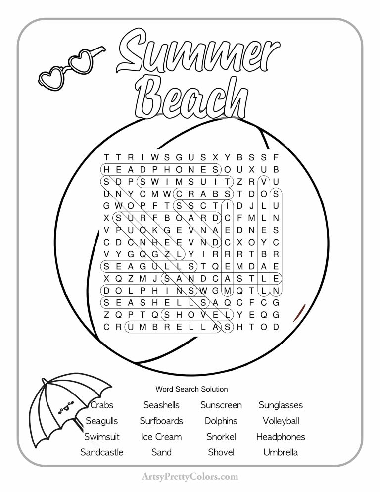 Free Summer Word Search Printables –Seasonal Fun! - Artsy Pretty Colors