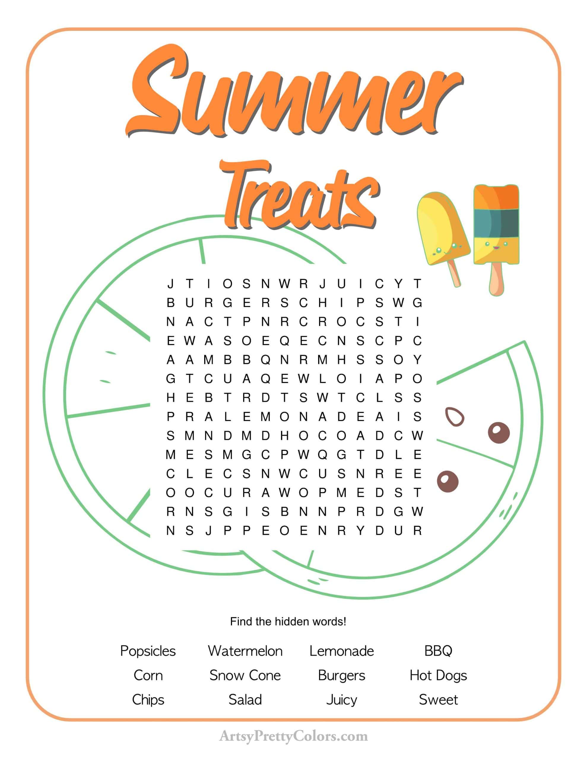 Free Summer Word Search Printables –Seasonal Fun! - Artsy Pretty Colors