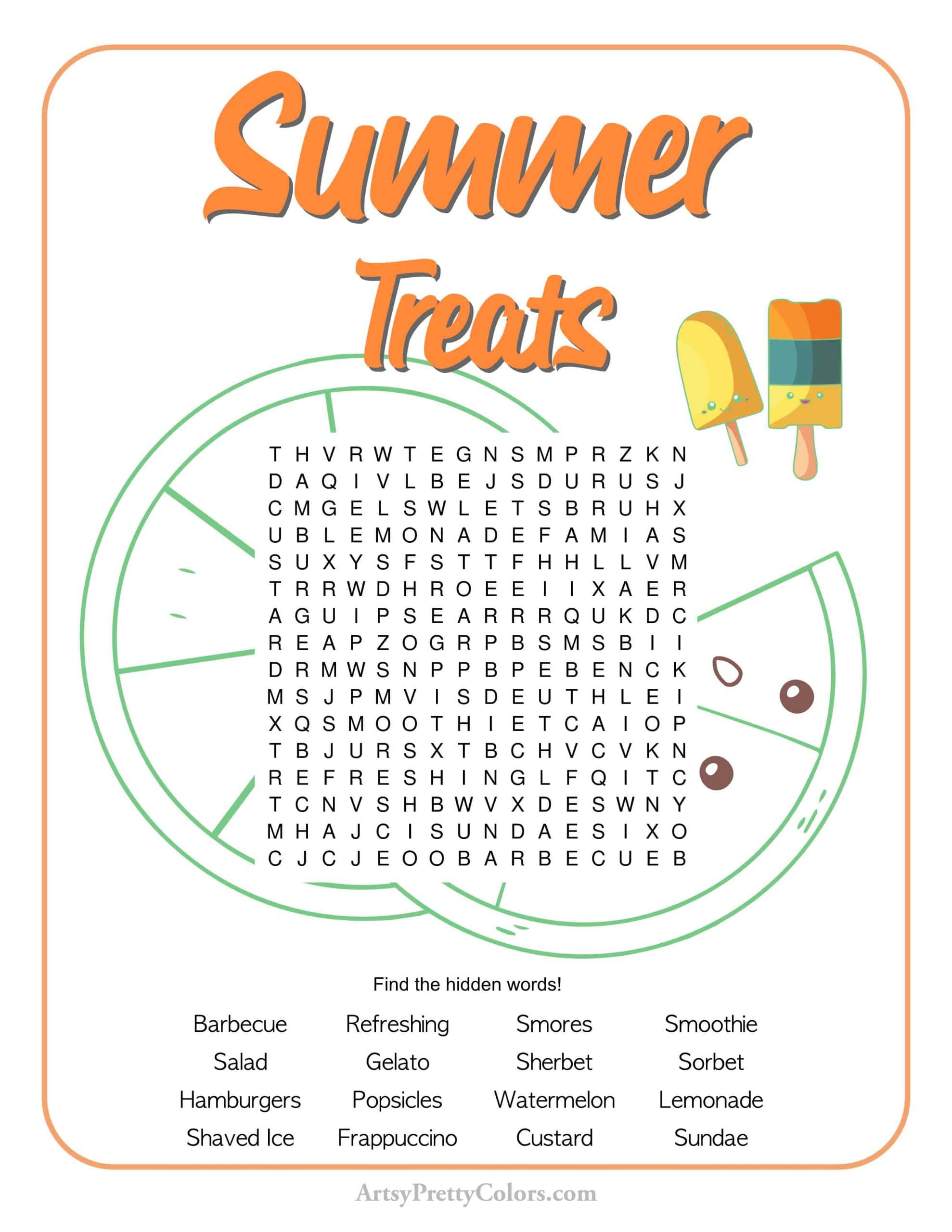 Free Summer Word Search Printables –Seasonal Fun! - Artsy Pretty Colors