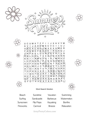 Free Summer Word Search Printables –Seasonal Fun! - Artsy Pretty Colors