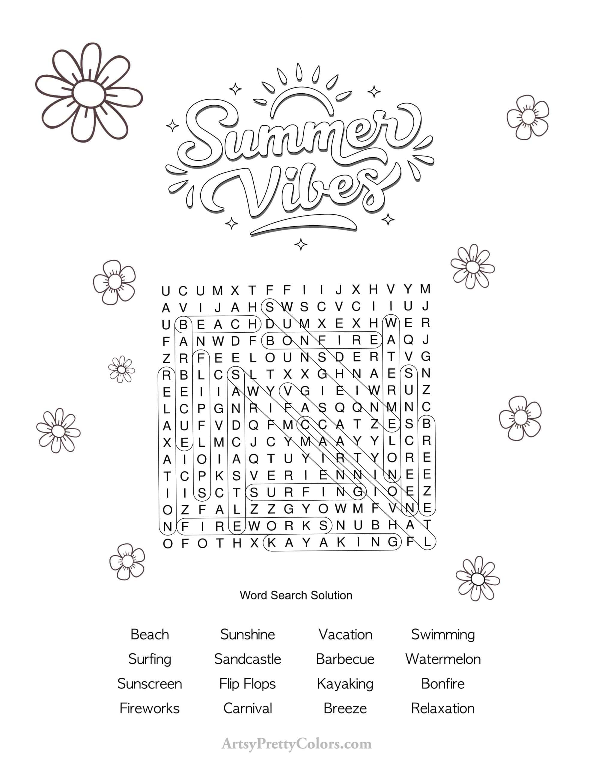 Free Summer Word Search Printables –Seasonal Fun! - Artsy Pretty Colors