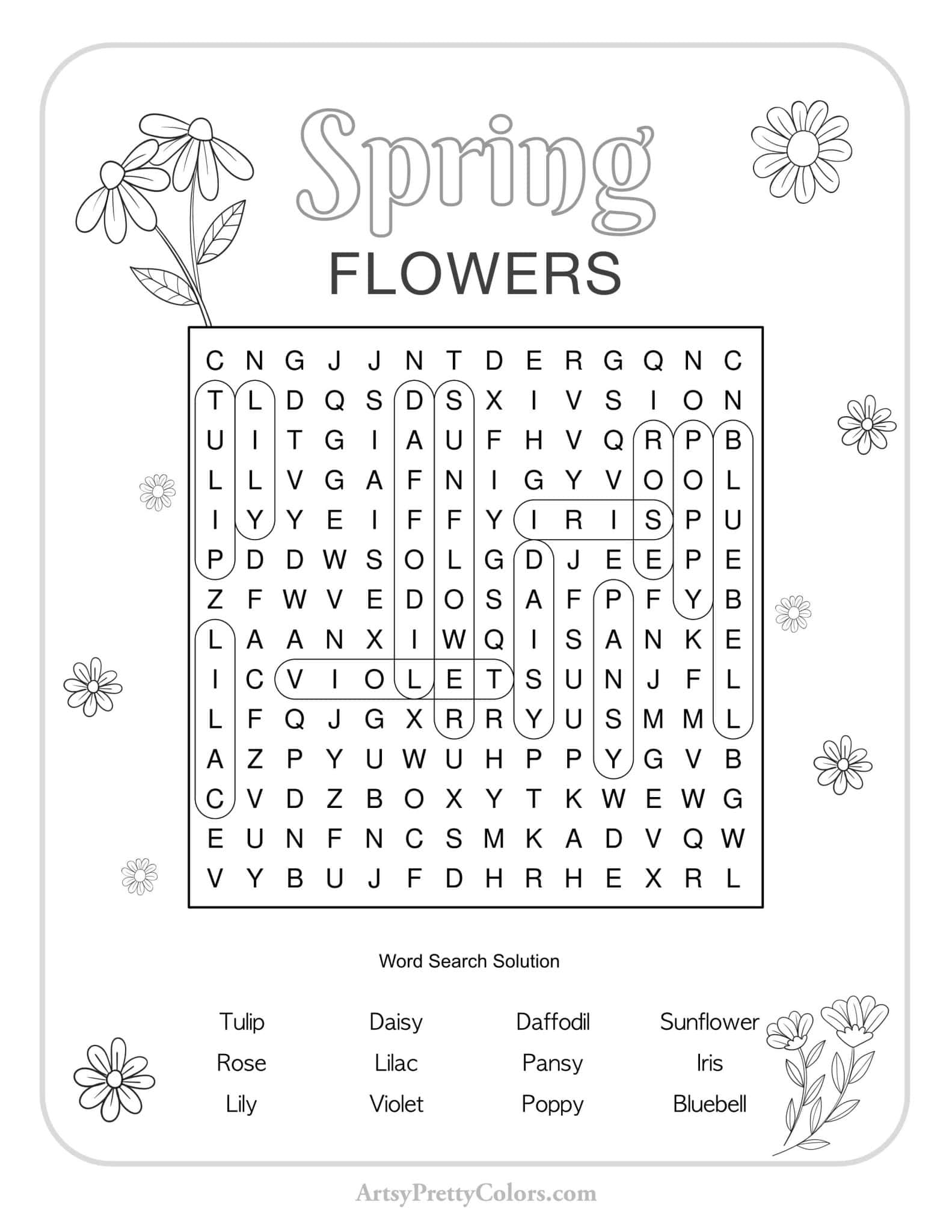 Free Spring Word Search Puzzles (Printable PDFS) - Artsy Pretty Colors