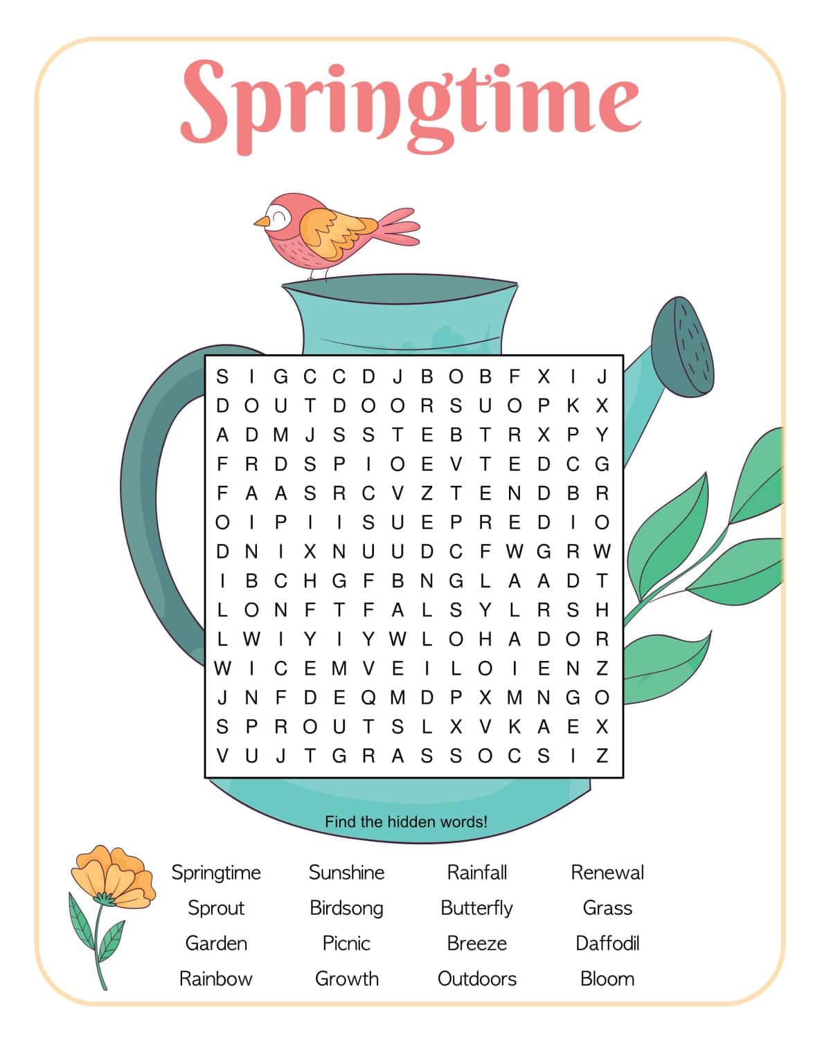 Free Spring Word Search Puzzles (Printable PDFS) - Artsy Pretty Colors