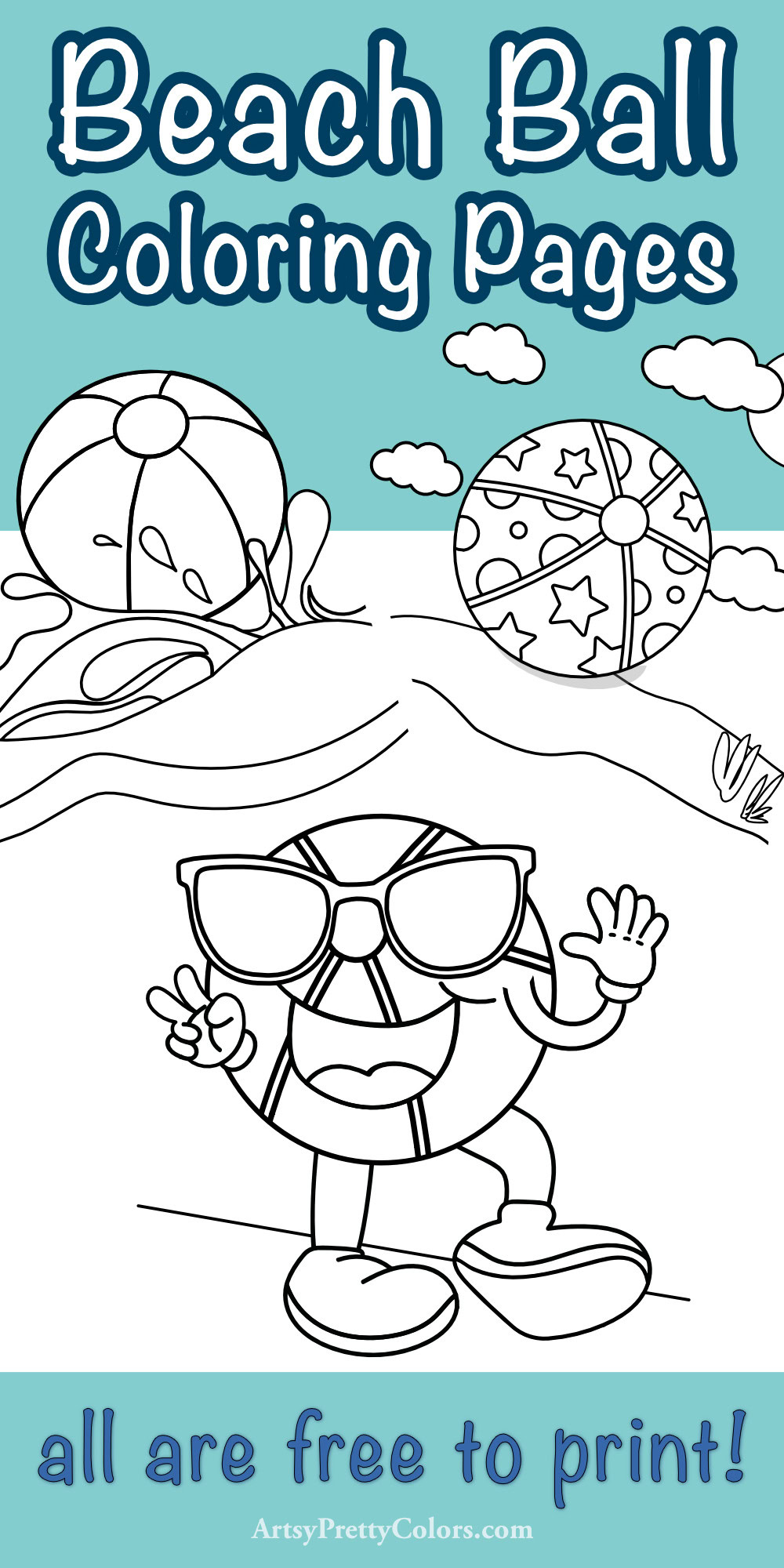 10 Free Beach Ball Coloring Pages - Artsy Pretty Colors